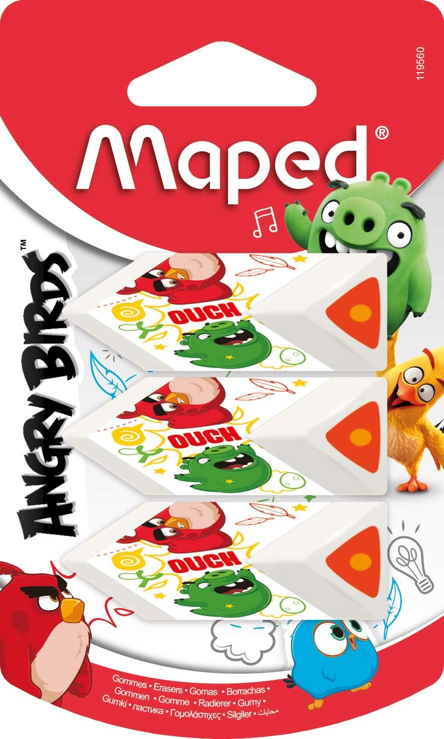 Maped - 3 x Angry Birds erasers : Amazon.co.uk: Stationery & Office ...