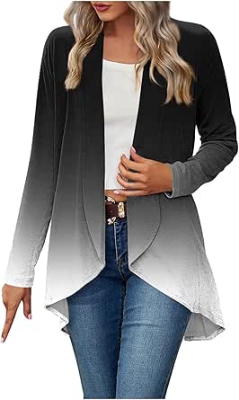 Amazon.com: Women's Open Front Gradient Long Sleeve Cardigan ...