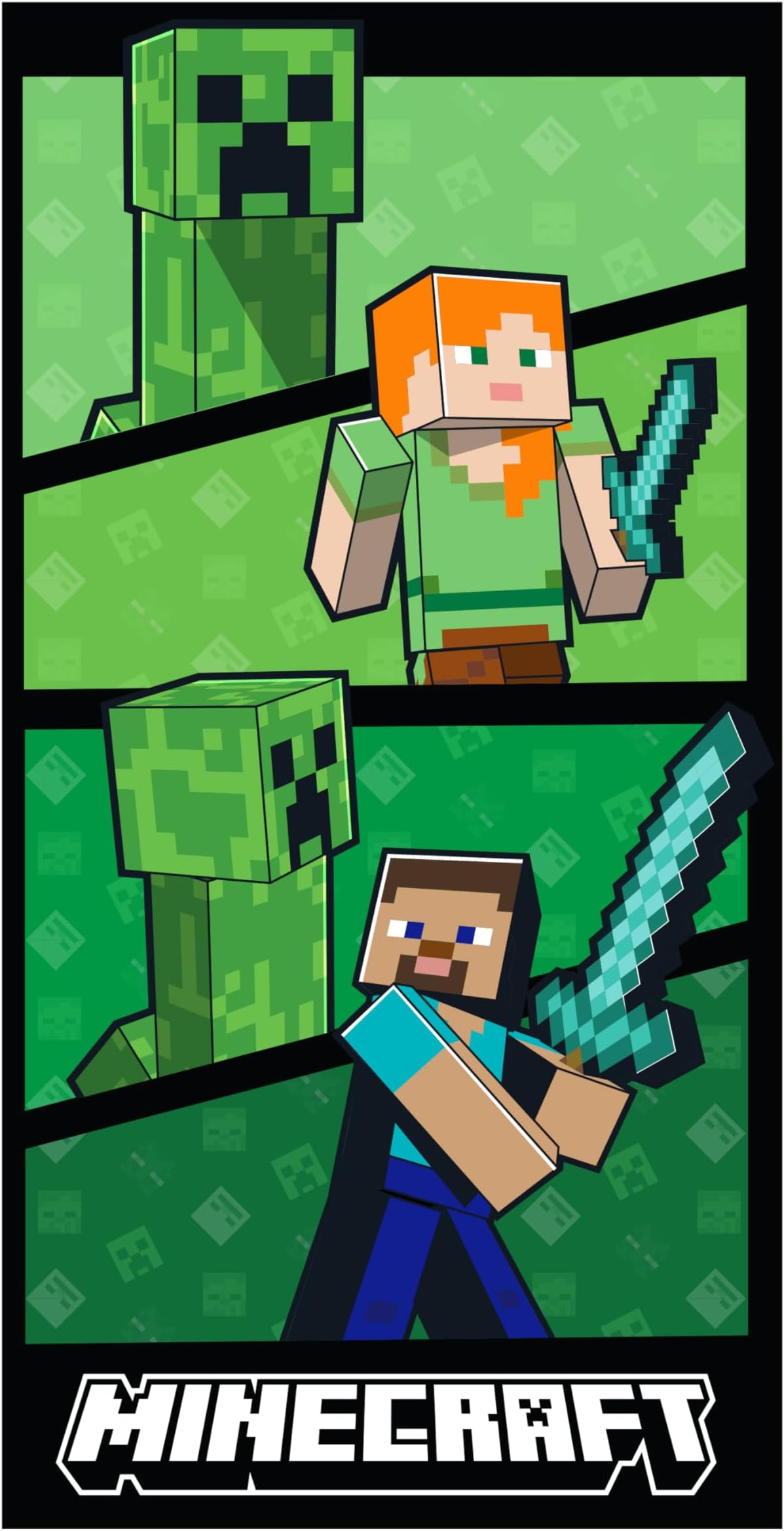 Minecraft Beach Towel, Bath Towel, Hand Towel, Green Creeper TNT Boom ...