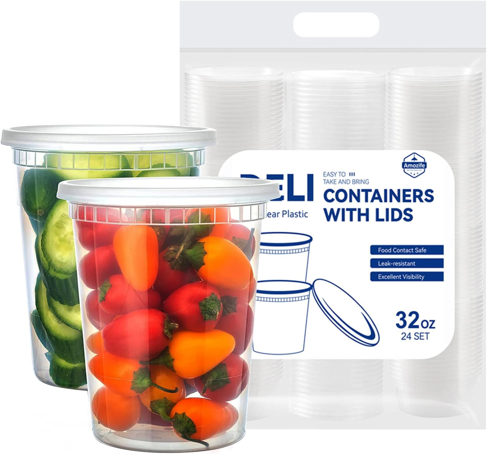 Amazon.com: vivigu Deli Containers with Lids 32 oz [24 Set] - Soup ...