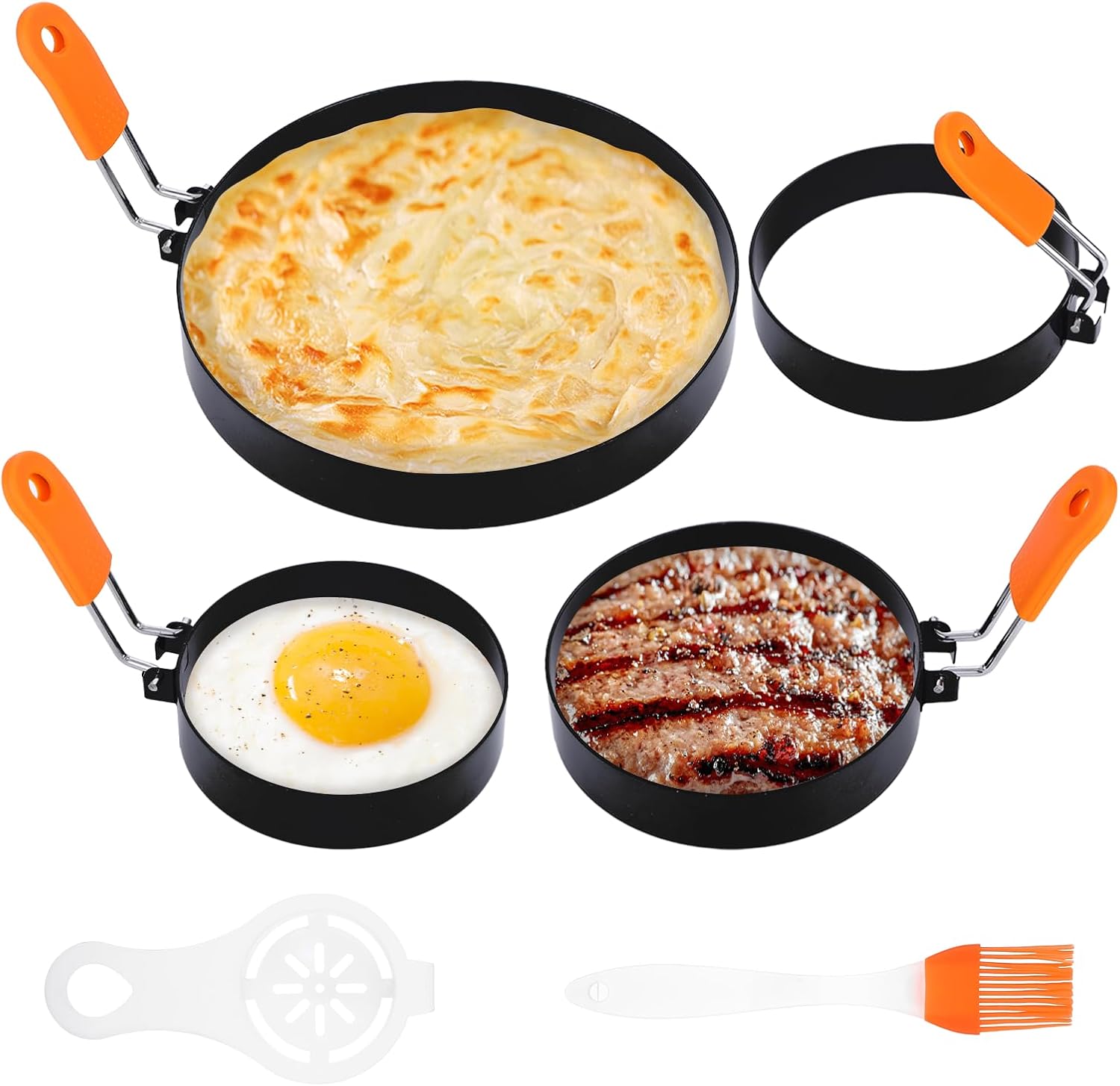Amazon.com: 6Pcs Egg Rings for Frying Eggs Set,Non-Stick Egg Ring ...