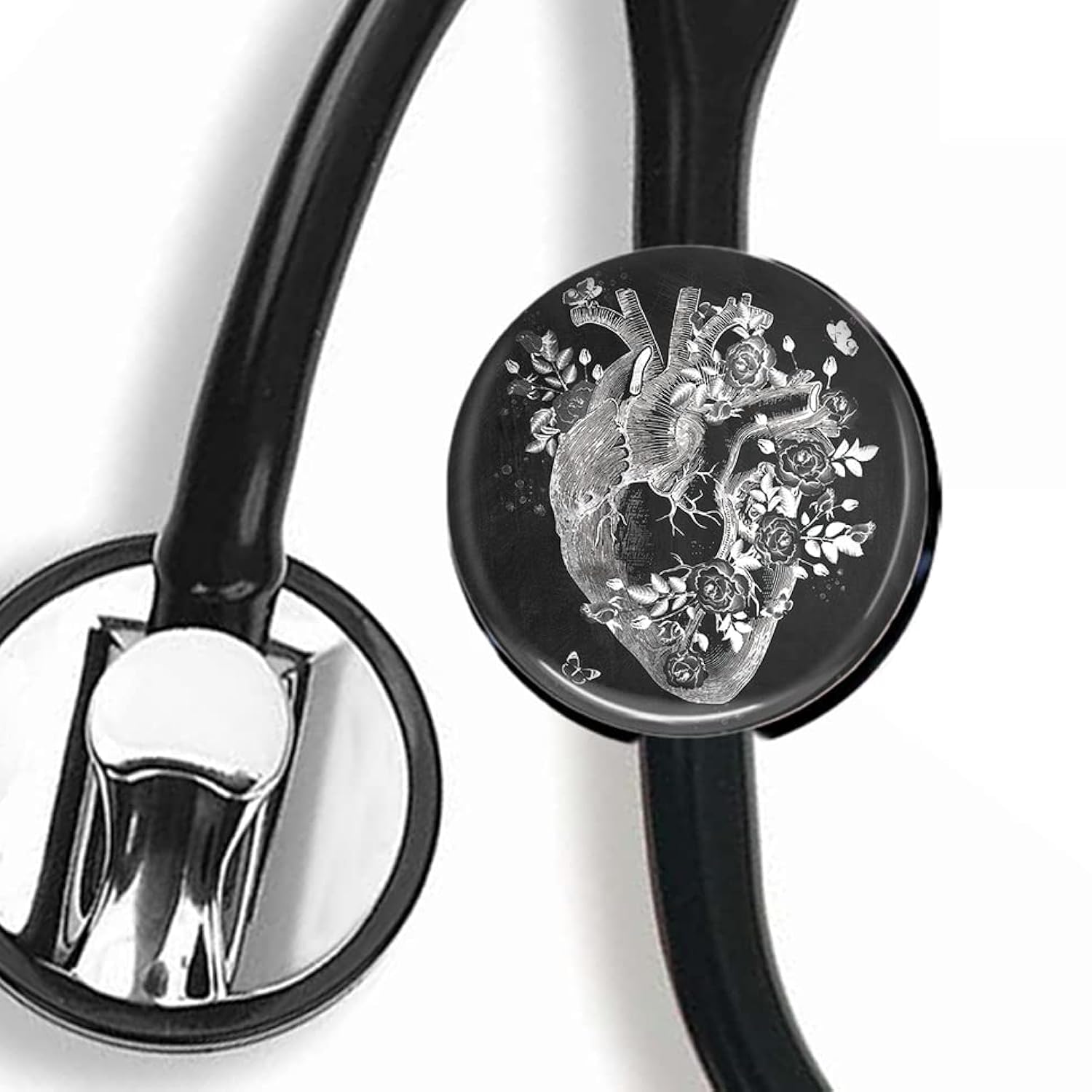 Amazon.com: FlowerChalk Drawing of The Heart Stethoscope Tag,Steth ID ...