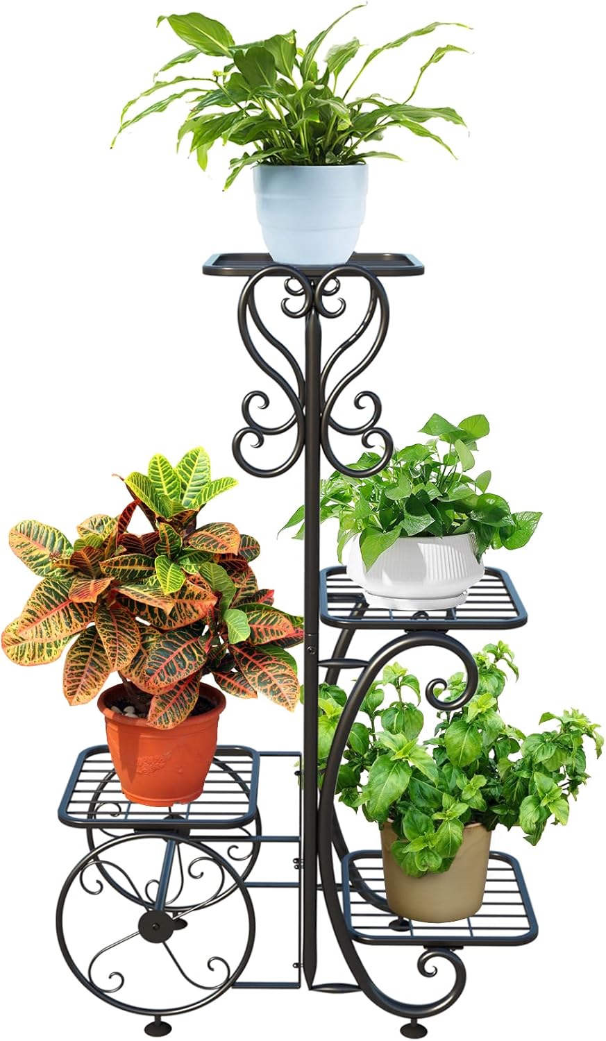 YisanCrafts 4 Tier Metal Plant Stand Shelf Rack Indoor Outdoor Multiple ...