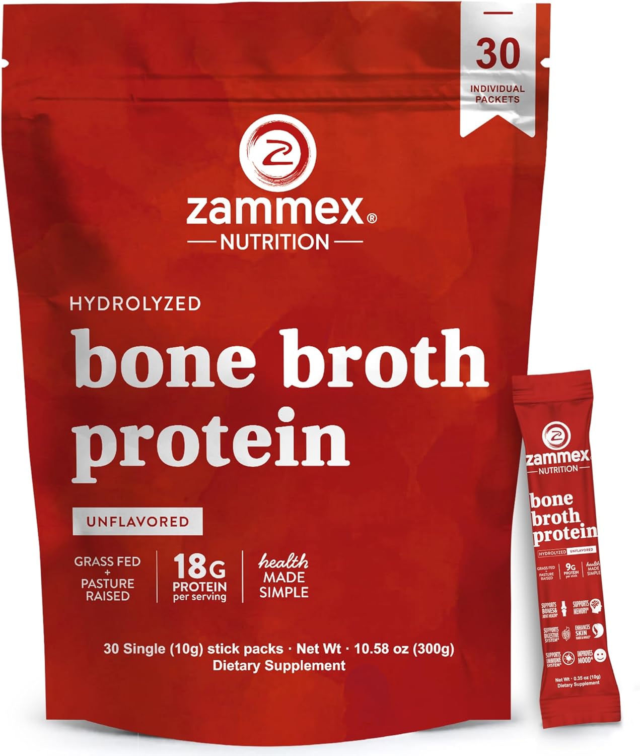 Amazon.com: Zammex Bone Broth Packets-20g Collagen Protein-Beef Bone ...