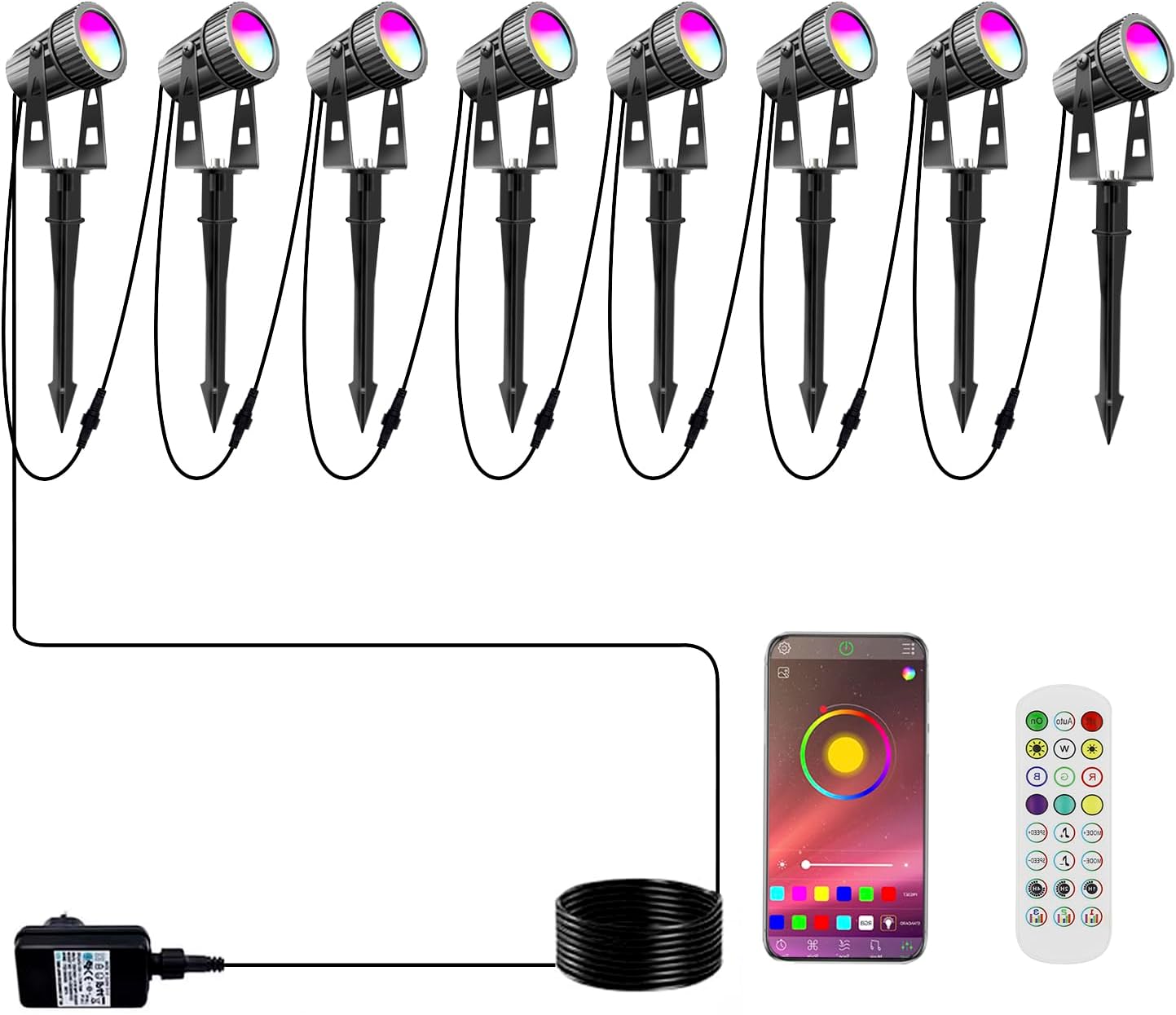 Arotelicht 26M Garden Spot Lights Mains Powered RGB+Warm White Garden ...