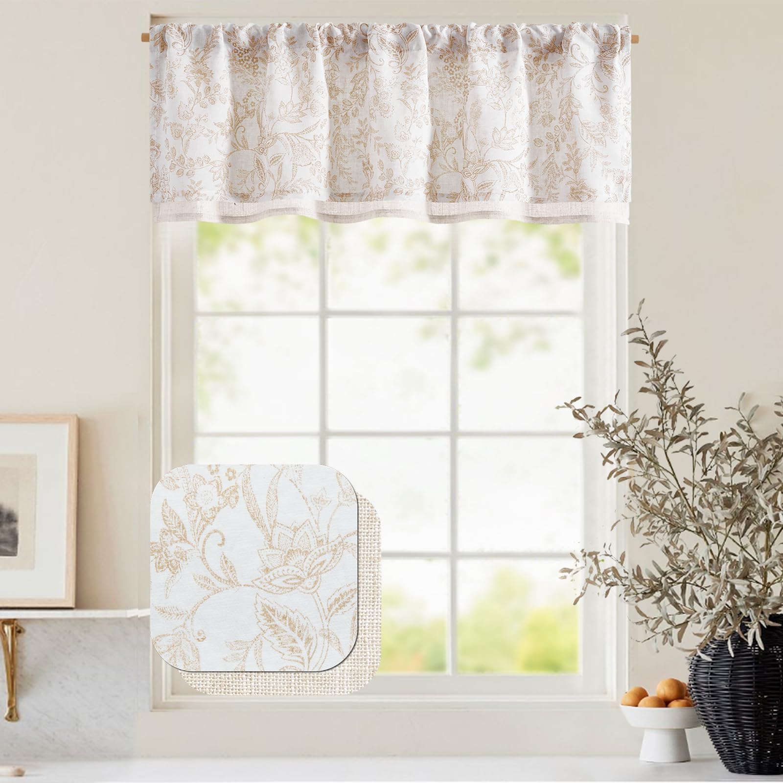 Amazon.com: jinchan Valance for Window Floral Valance Curtain Light ...
