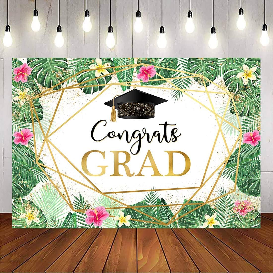 Amazon.com : Avezano Aloha Graduation Backdrop Hawaiian Luau Congrats ...