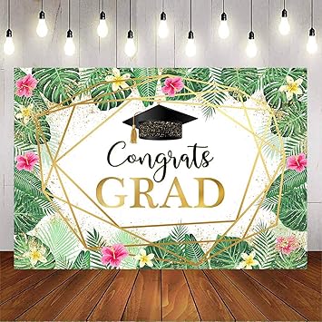 Amazon.com : Avezano Aloha Graduation Backdrop Hawaiian Luau Congrats ...