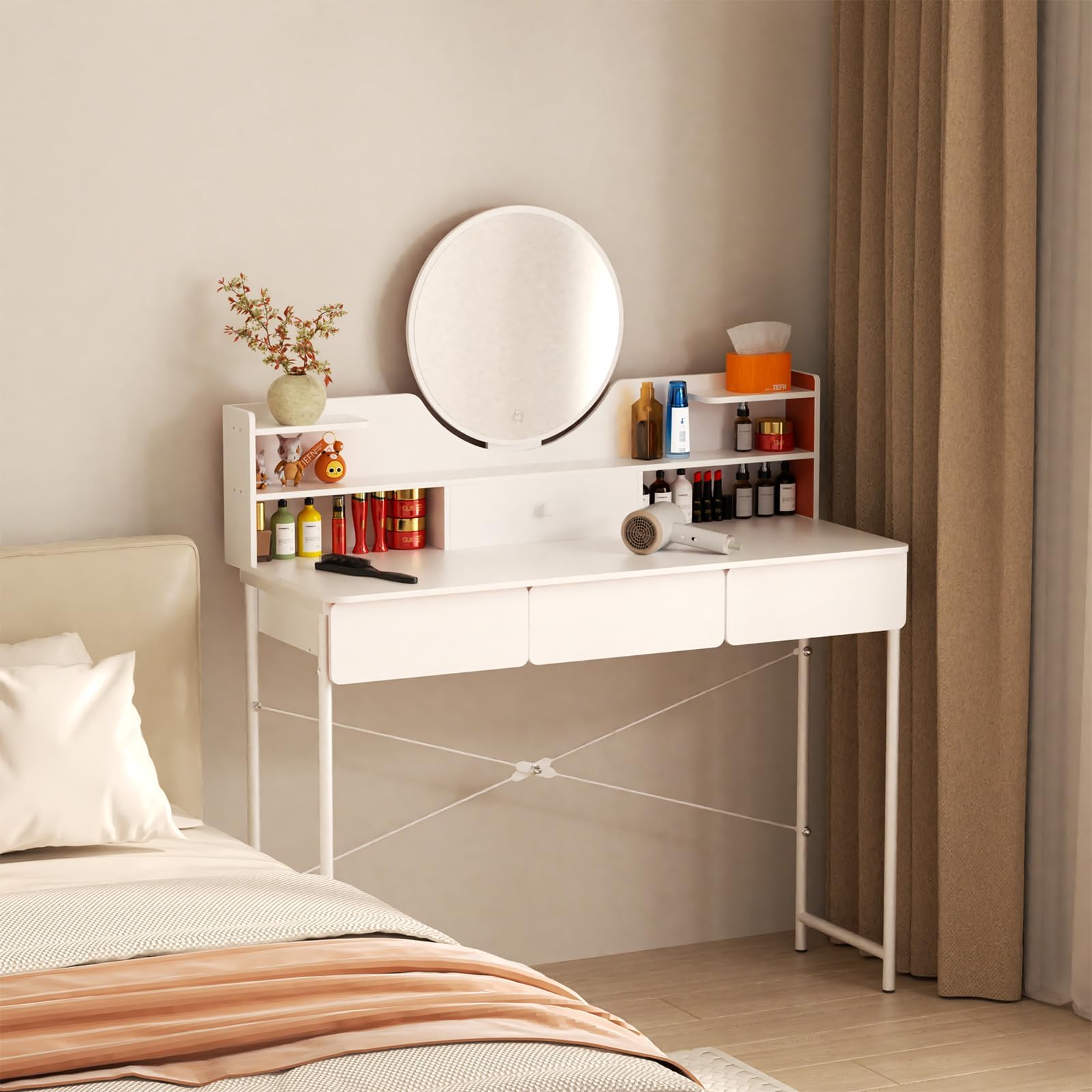 DREAM SPACE Tocador Vanity con Espejo Luz LED Mueble para Maquillaje ...