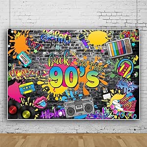 Amazon.com : 8x6ft Vinyl Back to The 90s Backdrop Hip Hop Rock Music ...