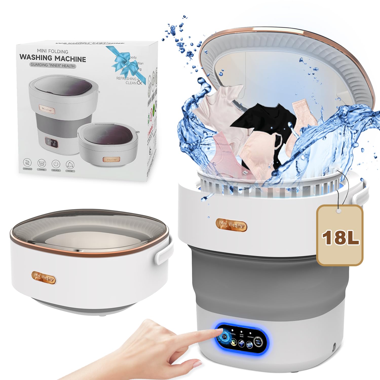 Amazon.com: Portable Washing Machine,18L Large Capacity Mini Washer ...