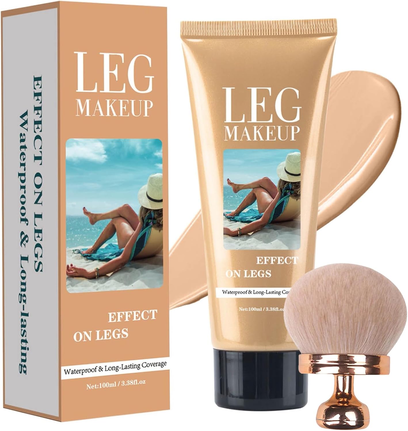 Leg Makeup Waterproof No Transfer, 100ml Leg Makeup Cream with Brush ...