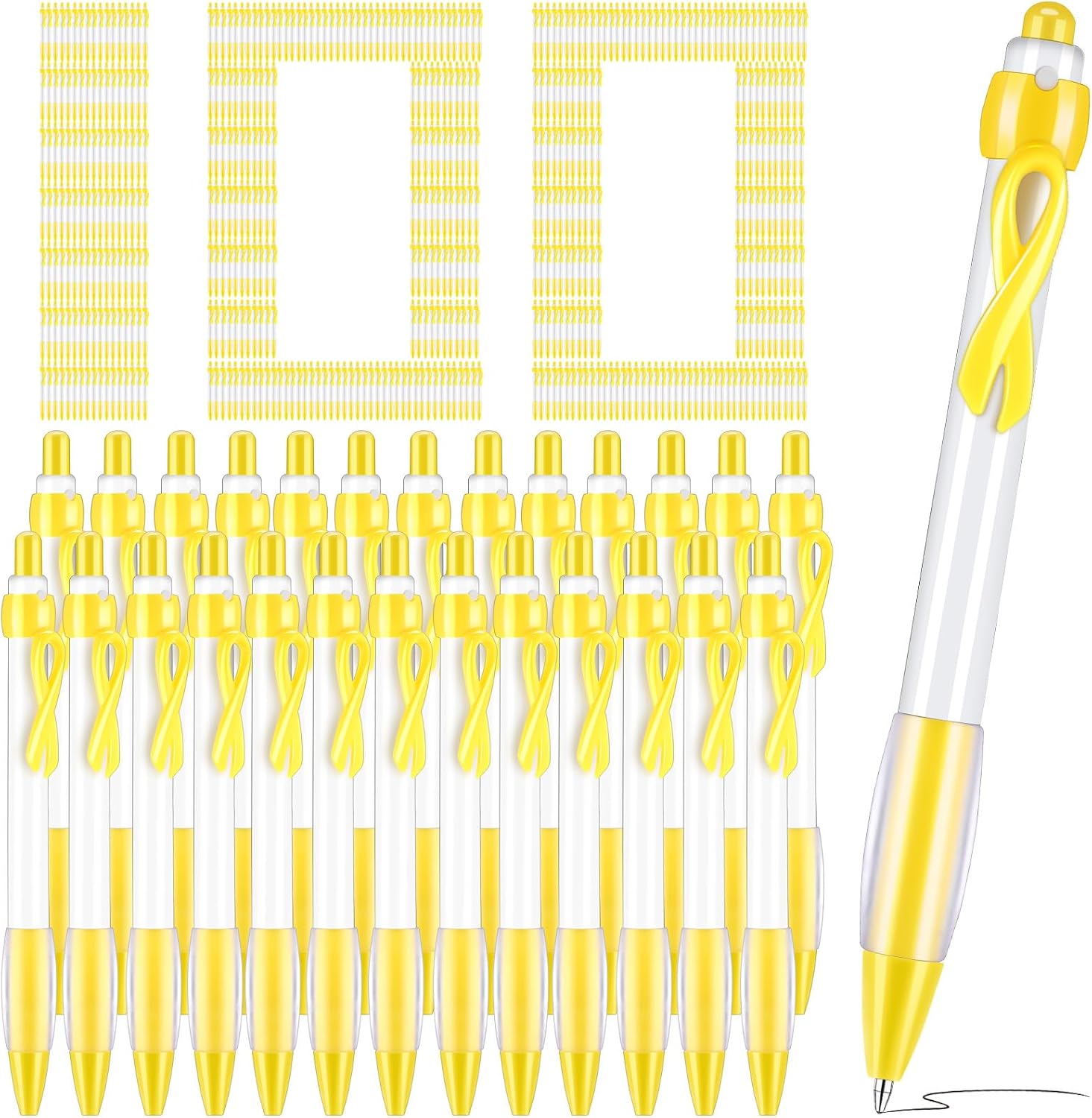 Amazon.com: Yexiya 100 Pcs Awareness Ribbon Pen 1.0 mm Abuse Awareness ...