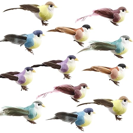 Amazon.com: 2019 New-Artificial Birds,12PC/Set Realistic Feather Birds ...