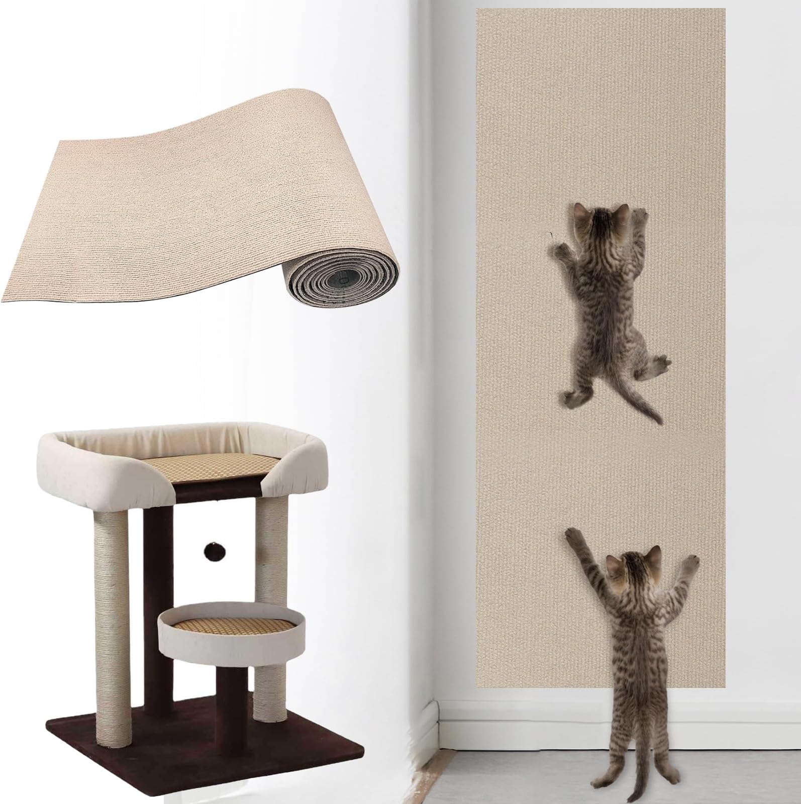 Katzen kletterwand XXL Set mit Katzentreppe Wand, Katzenbaum Hängematte ...