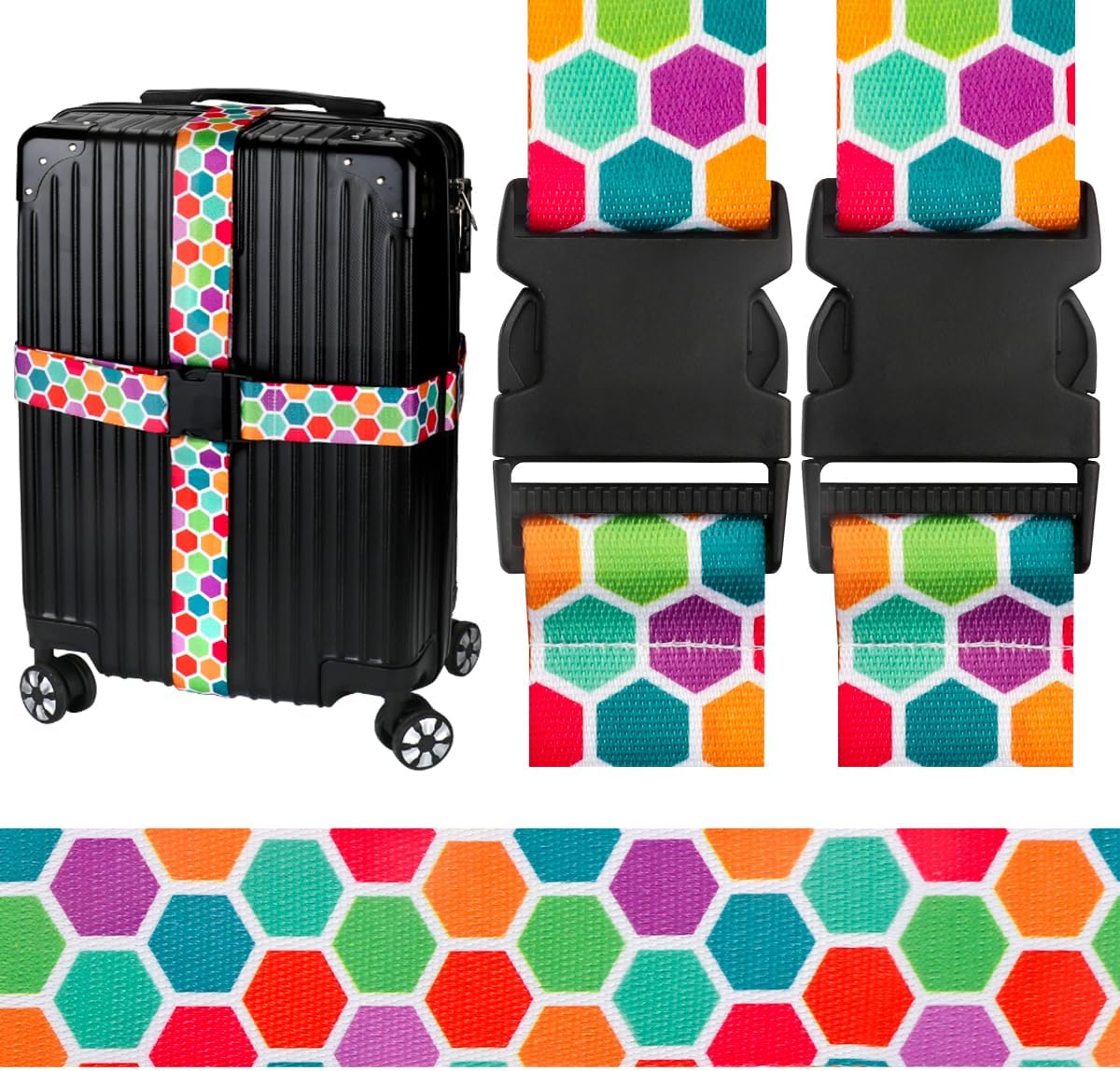 Amazon.com: 2 Pack Suitcase Belts, Adjustable Luggage Straps, Bright ...