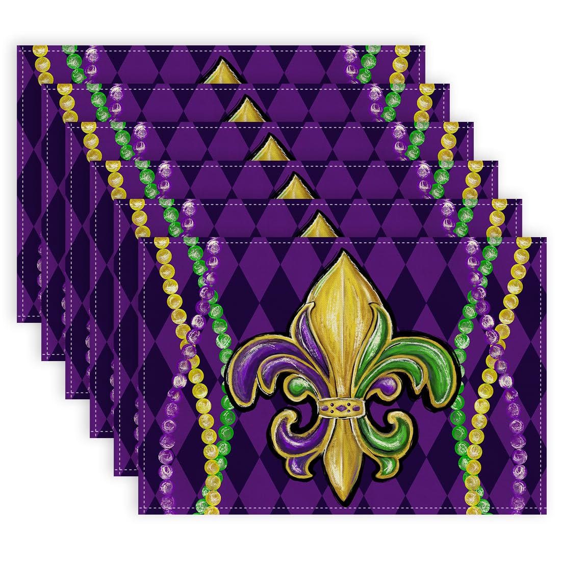 Amazon.com: ARKENY Mardi Gras Placemats 12x18 Inches Set of 6, Fleur De ...