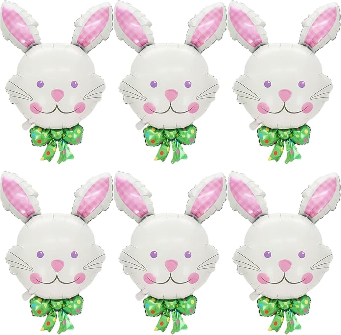 Amazon.com: 6Pcs Bunny Rabbit Shaped Balloons for Happy Easter Foil ...