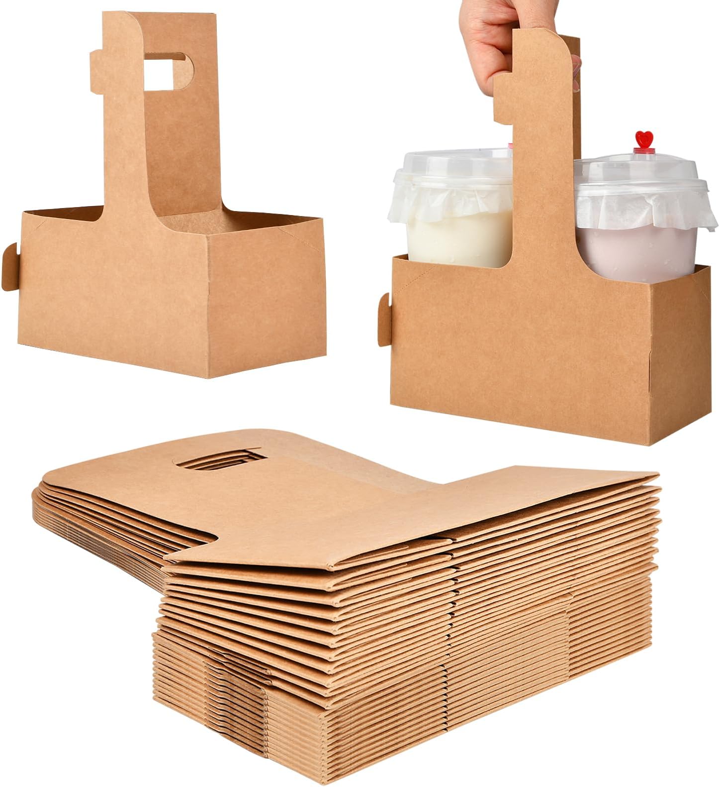 Amazon.com: 2 Cup Disposable Drink Carrier with Handle (25 Count ...
