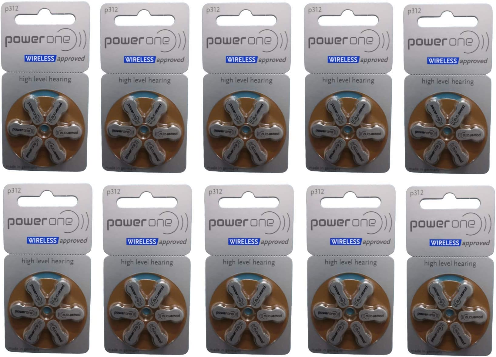 POWERONE POWER ONE P312 P 312 HEARING AID BATTERY 6X10 60 Pcs : Amazon ...