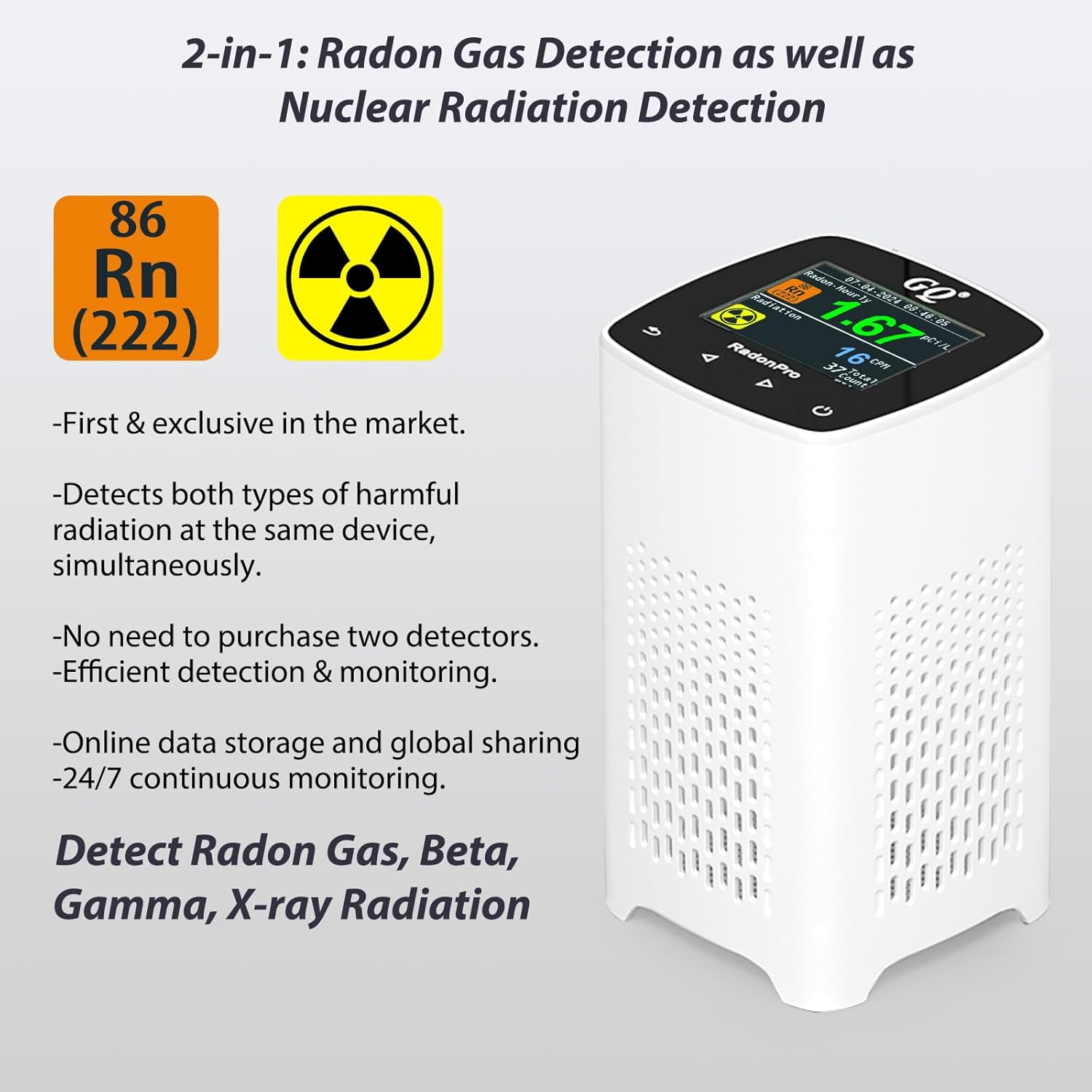 GQ Radon Detector Radon Pro 2-in-1 Radon Monitor Philippines | Ubuy