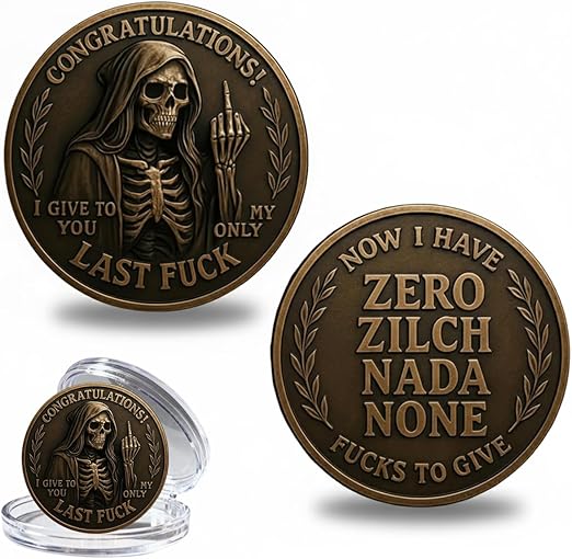 Amazon.com: Last F*ck to Give Challenge Coin,Funny Double-Sided Middle ...