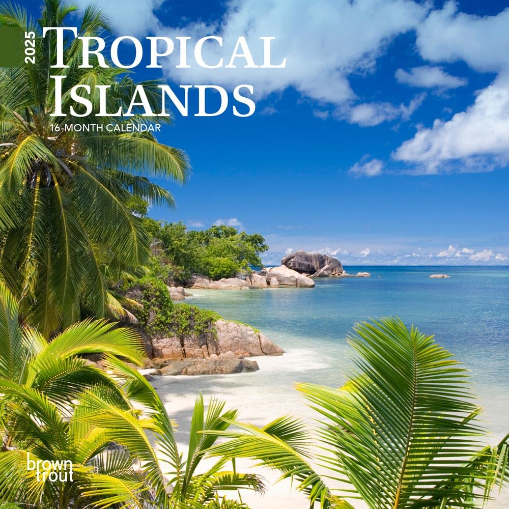 Tropical Islands | 2025 7 x 14 Inch Monthly Mini Wall Calendar ...