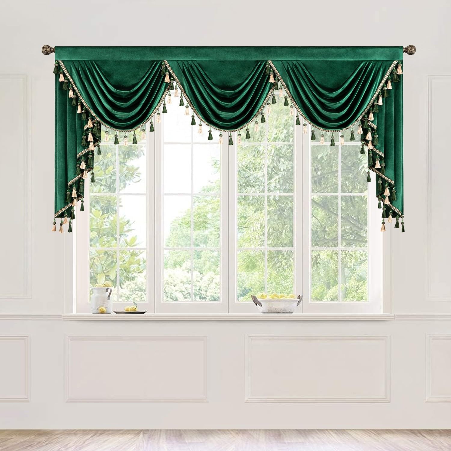 VOGOL Vintage Style Velvet Valances, 79 Inches Wide Super Soft ...