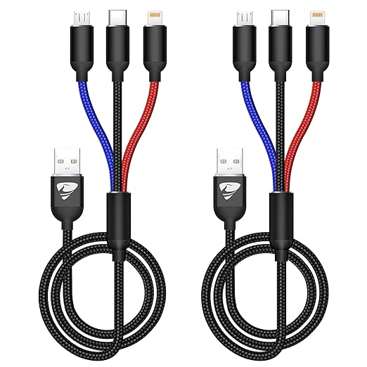Amazon.com: Multi Charging Cable, Multi Charger Cable Nylon Braided 3 ...