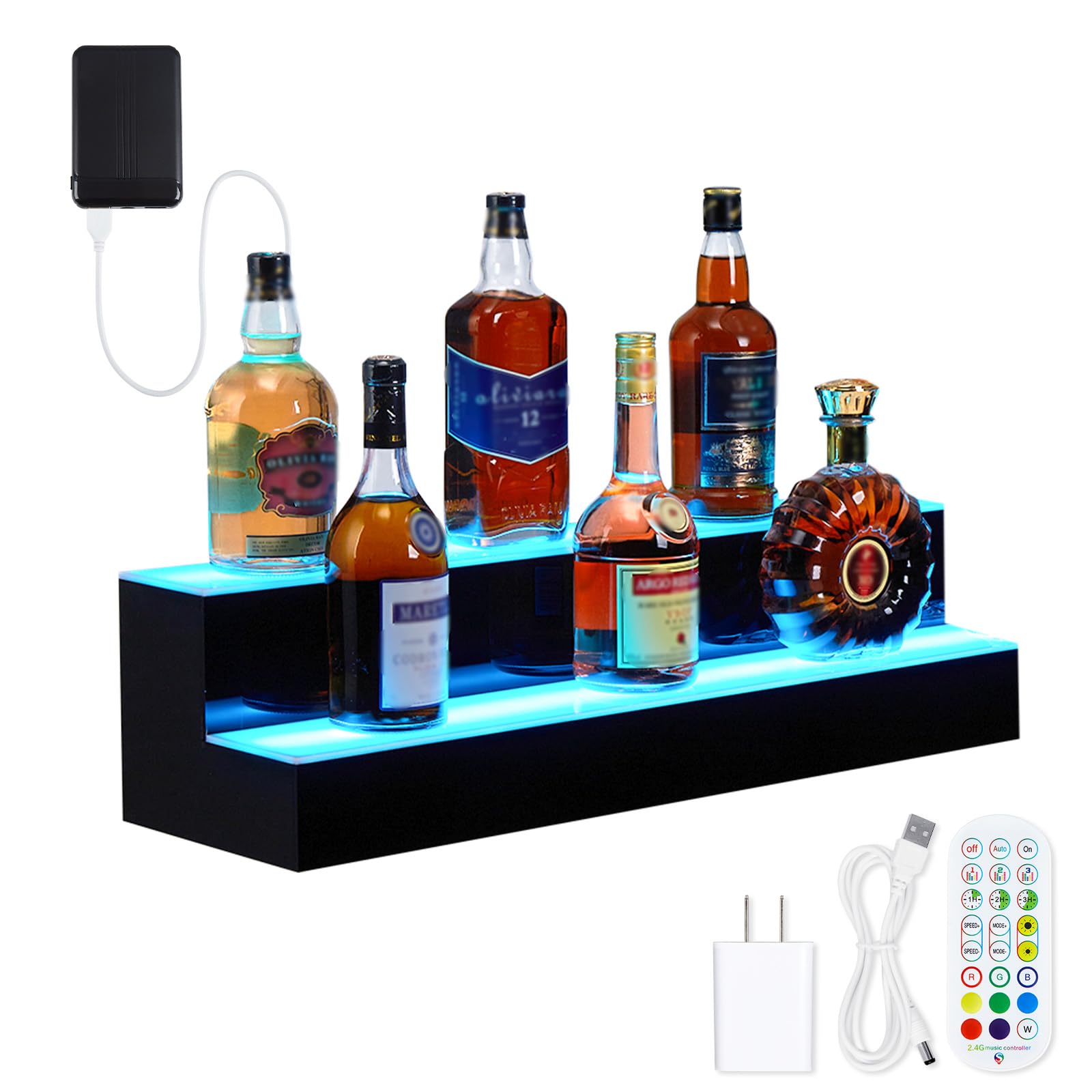 Liquor Bottle Display Shelf, 2-Step 40 Inch Bar Display Shelf with ...