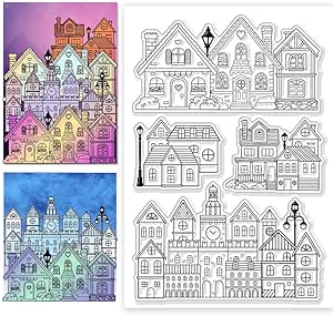 Amazon.com: CHGCRAFT City Street Landscape Clear Stamps House ...