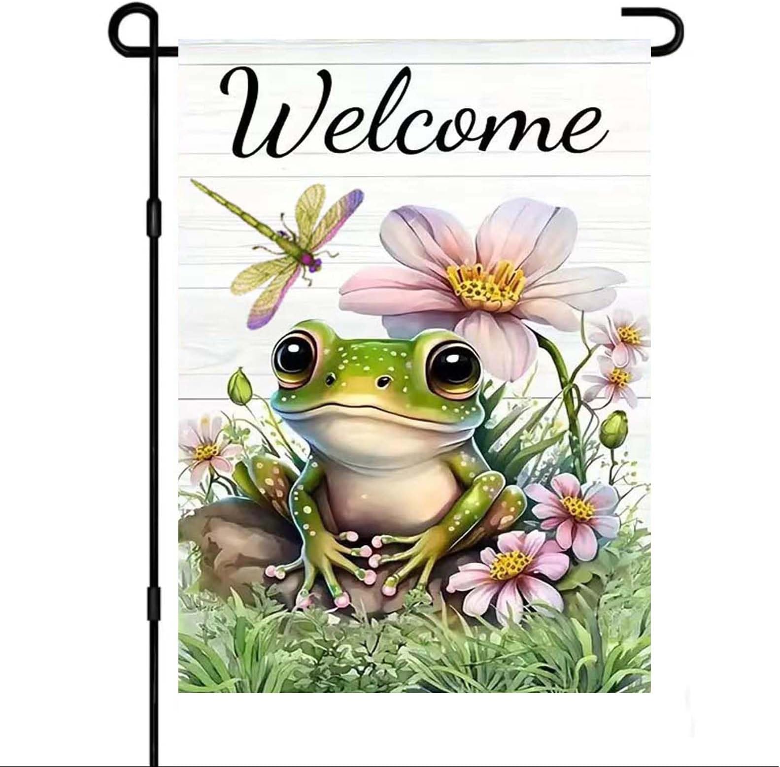 Amazon.com : Uanvaha frog Outdoor Garden Flag happy green frog with ...