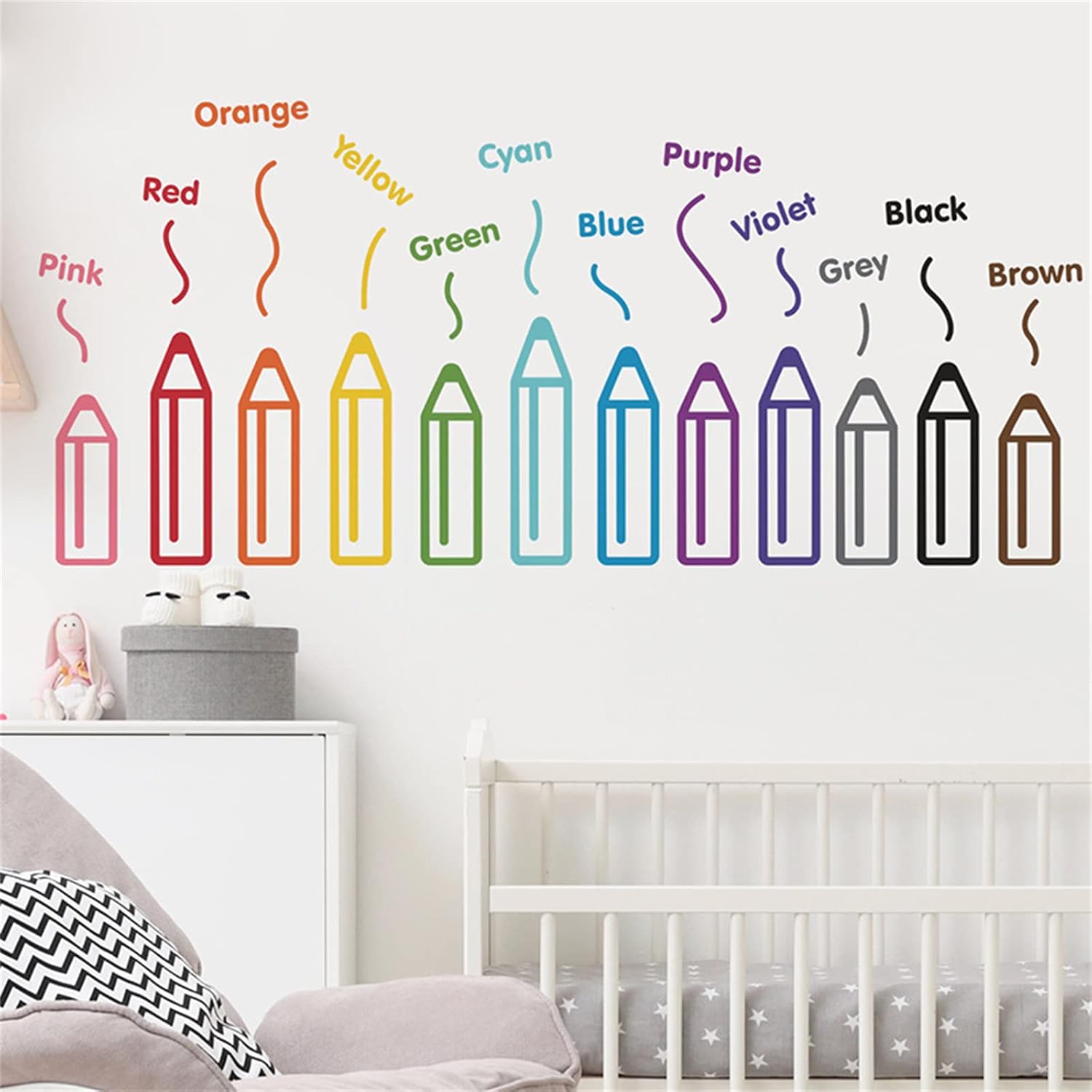 Amazon.com: Crayon Wall Stickers, Colorful Crayons Stickers Simple ...