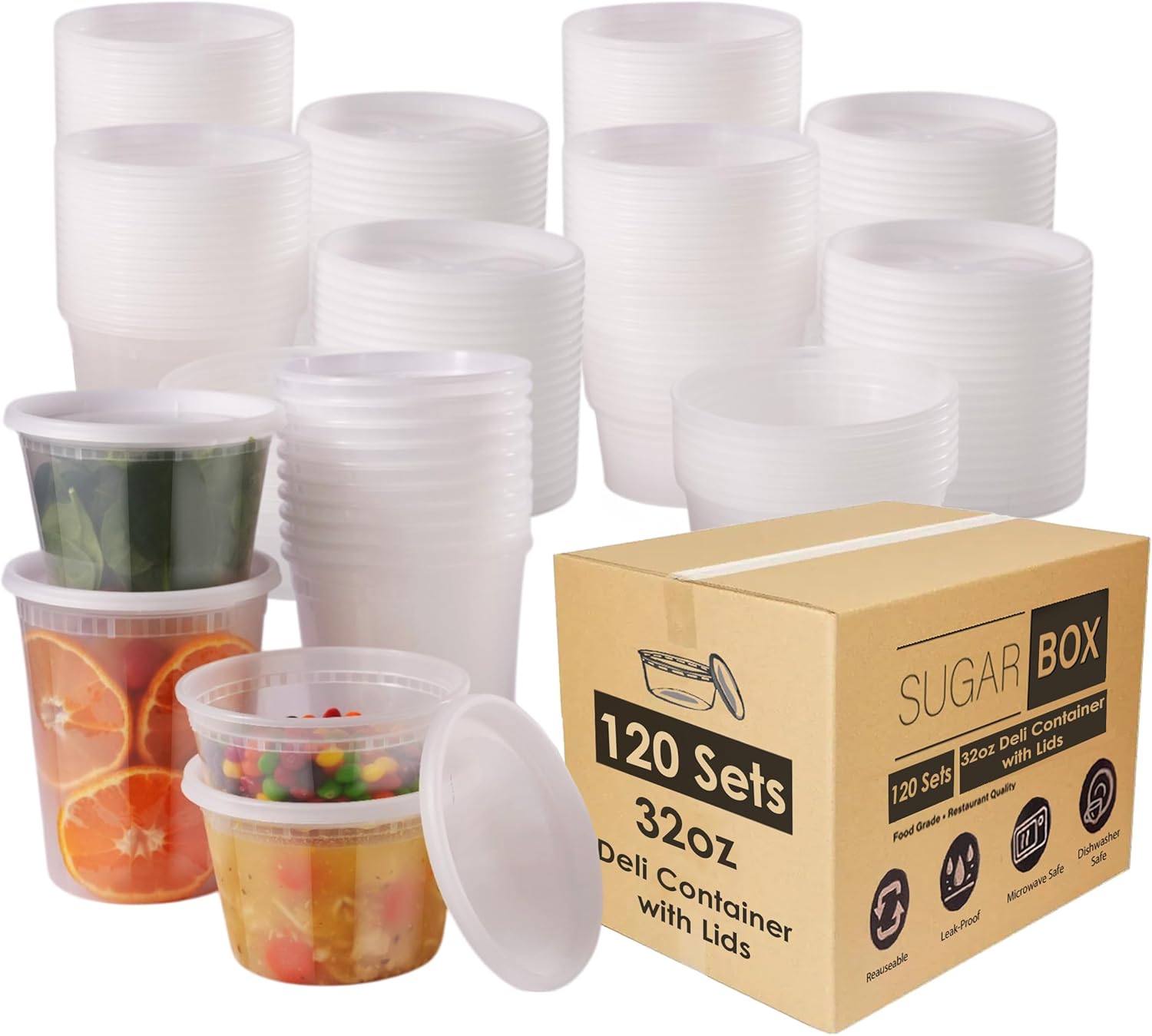 Amazon.com: Clear Deli Containers with Lids - 32 oz (Pack of 120 ...