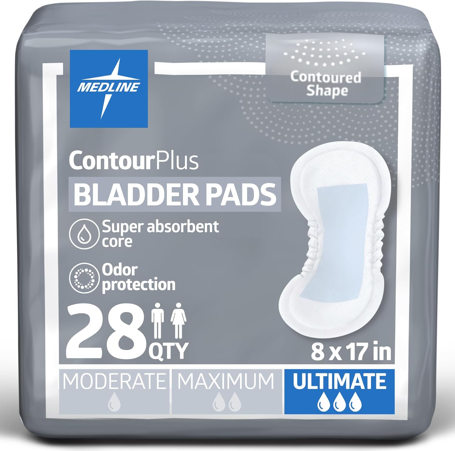 Medline ContourPlus Bladder Control Pad for Incontinence; Ultimate ...