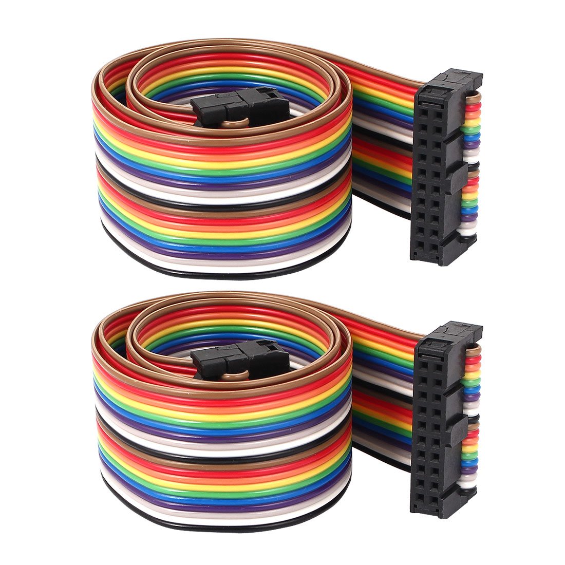 Amazon.com: uxcell 50cm 20 Pin 20 Way F/F Connector IDC Flat Rainbow ...