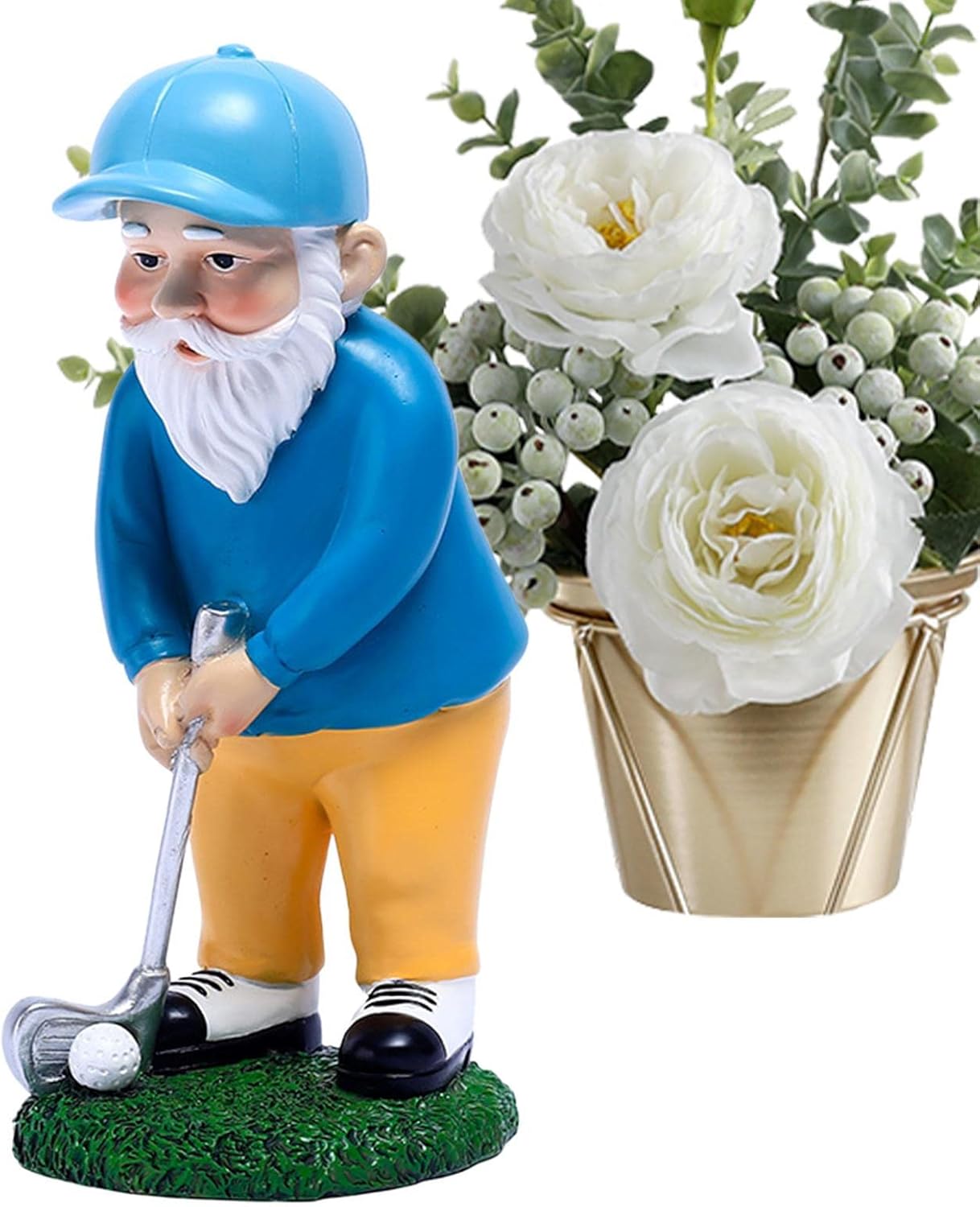 Airber Resin Golf Gnome Figurines | Golf Playing Garden Gnome Statue ...