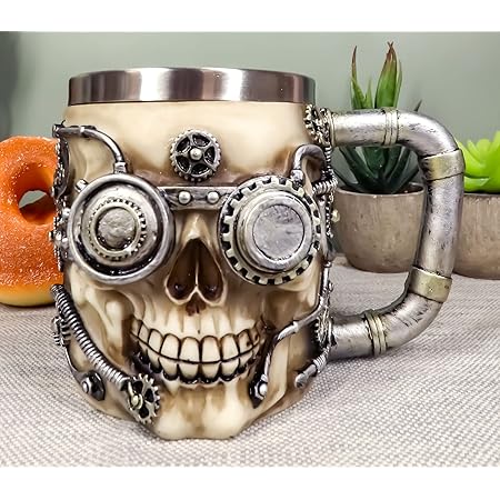 Ebros Gift Rustic Bronze Finish Nautilus Steampunk Pipes Valves And Gears Coffee Tea Mug Beer ...