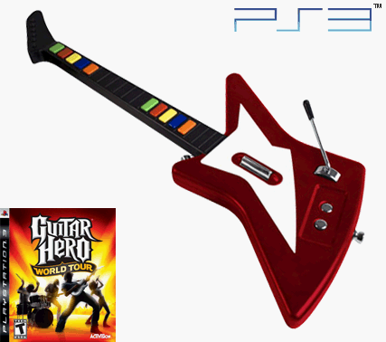 Amazon.com: Guitar Hero World Tour for PS3 + ezJam S10 Wired Guitar ...