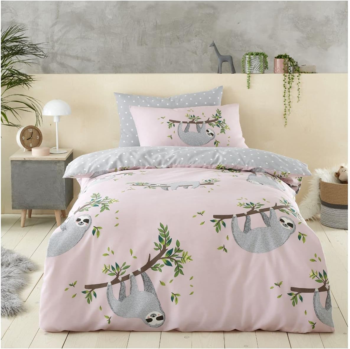 Zappi Co Sloth Design Bedding Set Childrens Girls Boys Single Bed Duvet ...