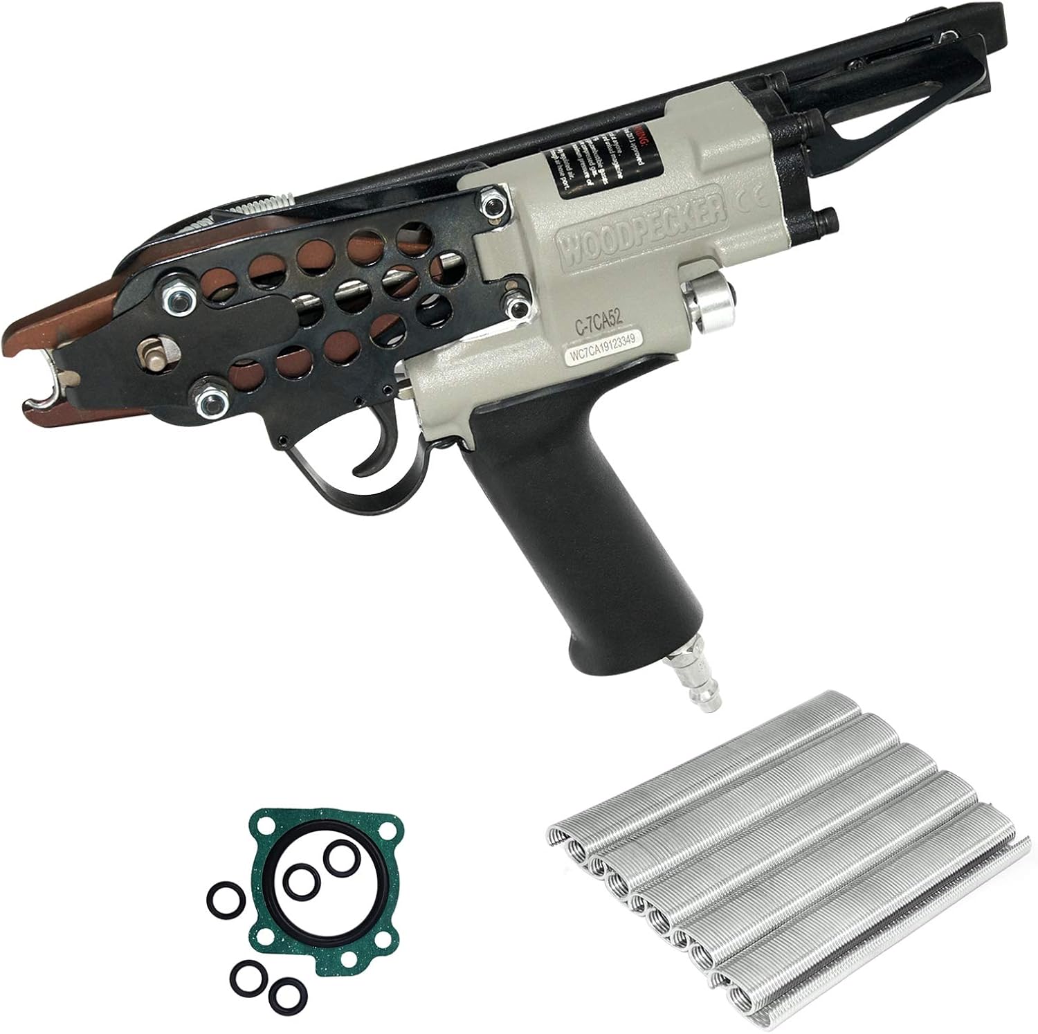 Woodpecker C 7ca Pneumatic Hog Ring Staple Gun Kit 15 Gauge 3 4 Inch