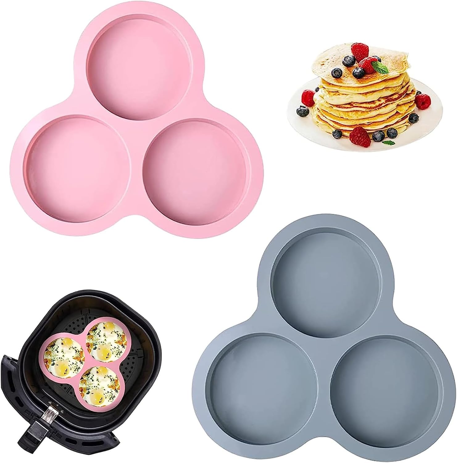 ramoni 2Pcs Air Fryer Egg Mould, Silicone Muffin Trays Baking, Air ...