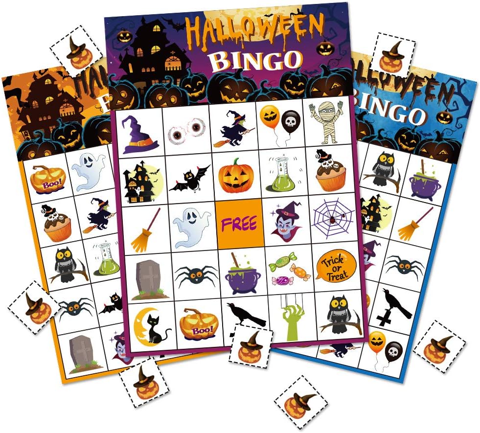 Amazon.com: Halloween Bingo Game Party Supplies For Kids 24 Player ...