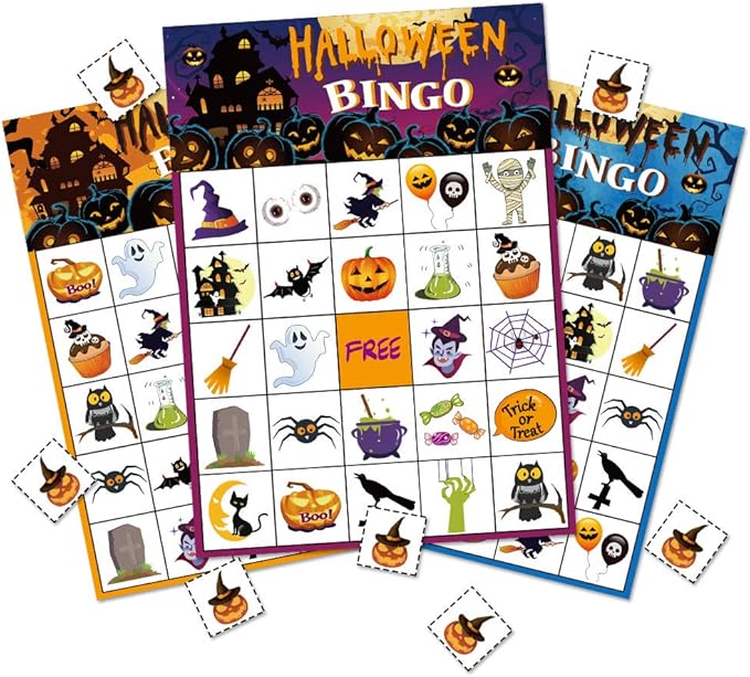 Amazon.com: Halloween Bingo Game Party Supplies For Kids 24 Player ...