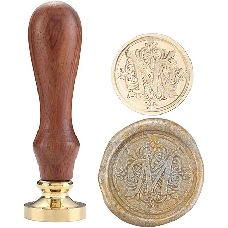 Amazon.com: Yoption Letter M Wax Seal Stamp, Vintage Brass Head Wooden ...