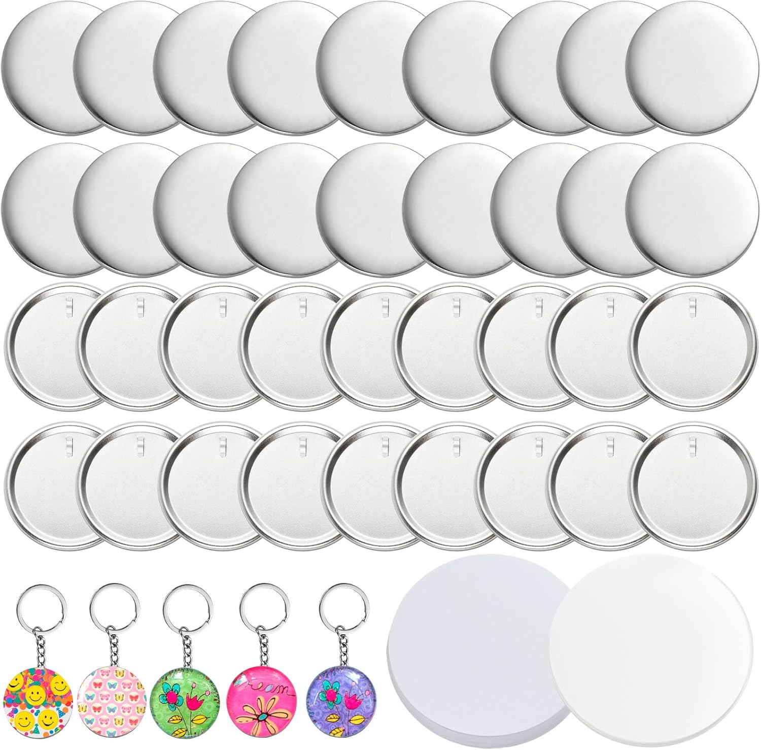 Amazon.com: Milkary 250Pcs Button Maker Keychain Supplies, 50 Sets 58mm ...