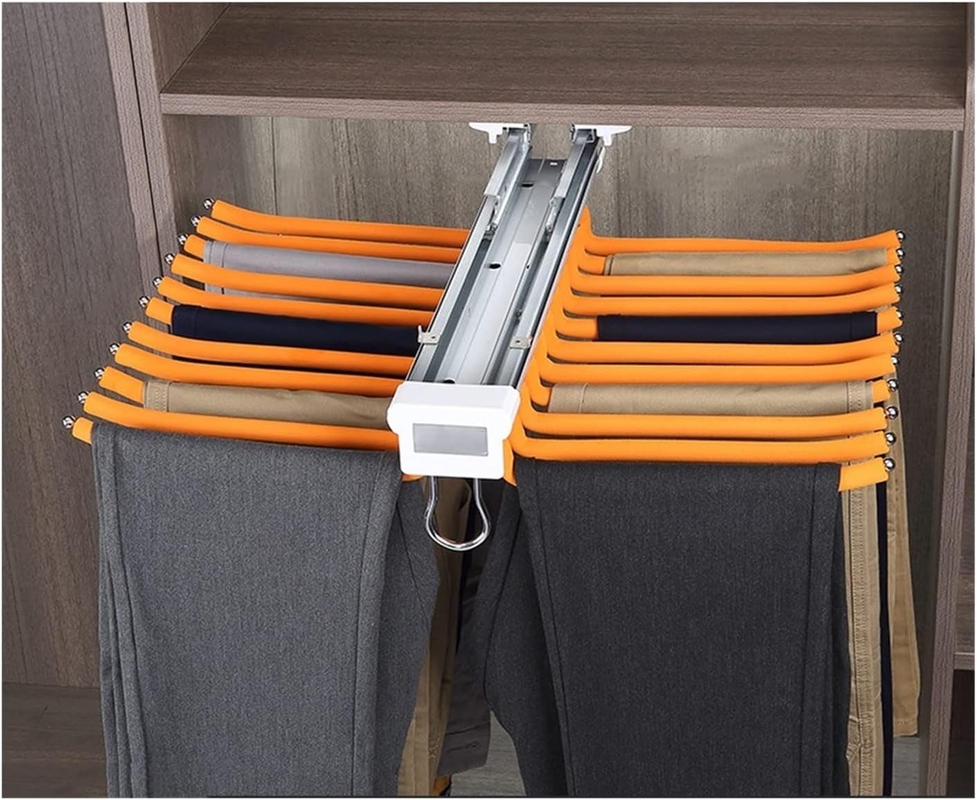 Amazon.com: Space Saving Wardrobe Sliding Pants Hanger Bar, Top Mounted ...