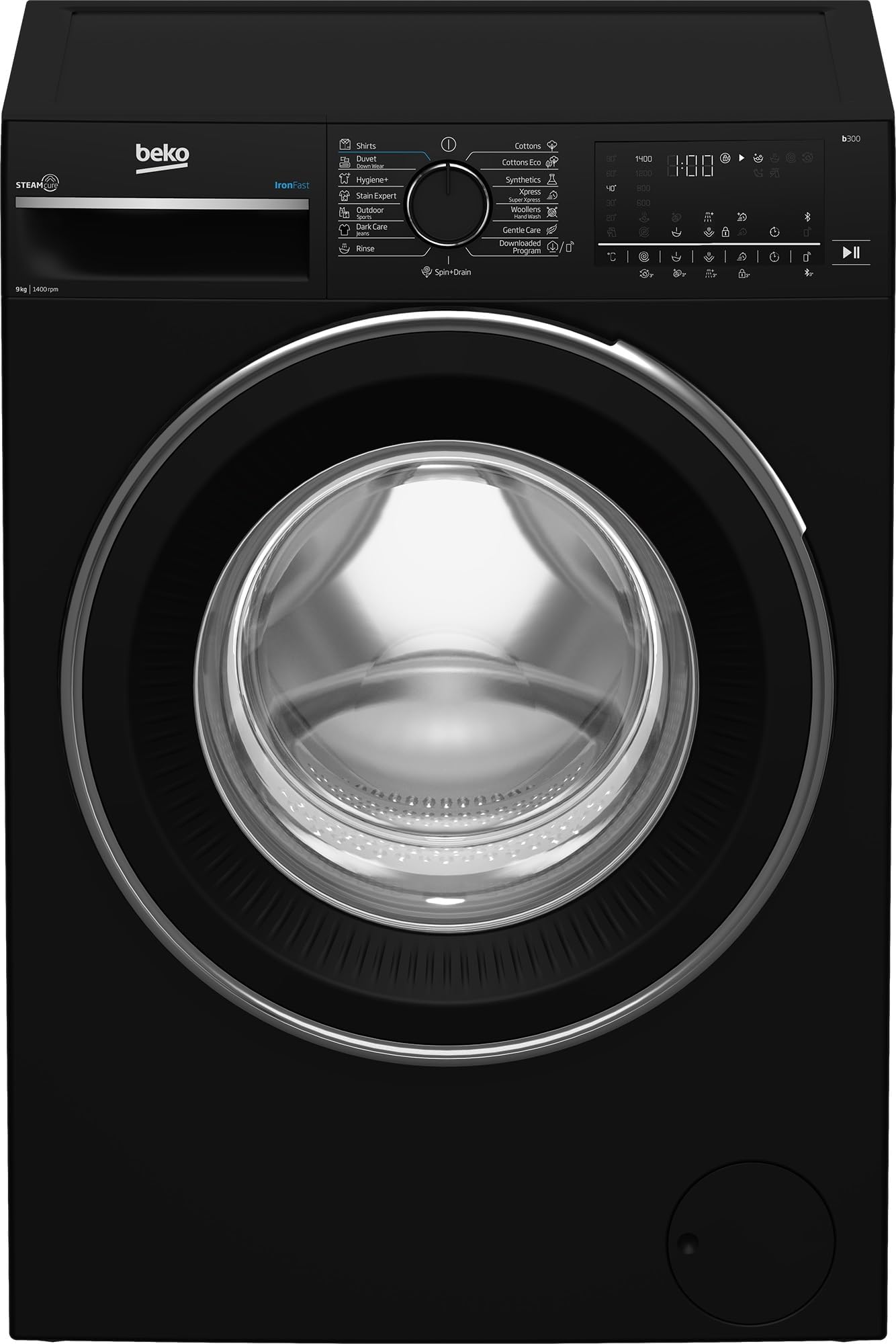Beko Washer 9 KG 1400 RPM -Digital screen- black-XL Piano black Door ...