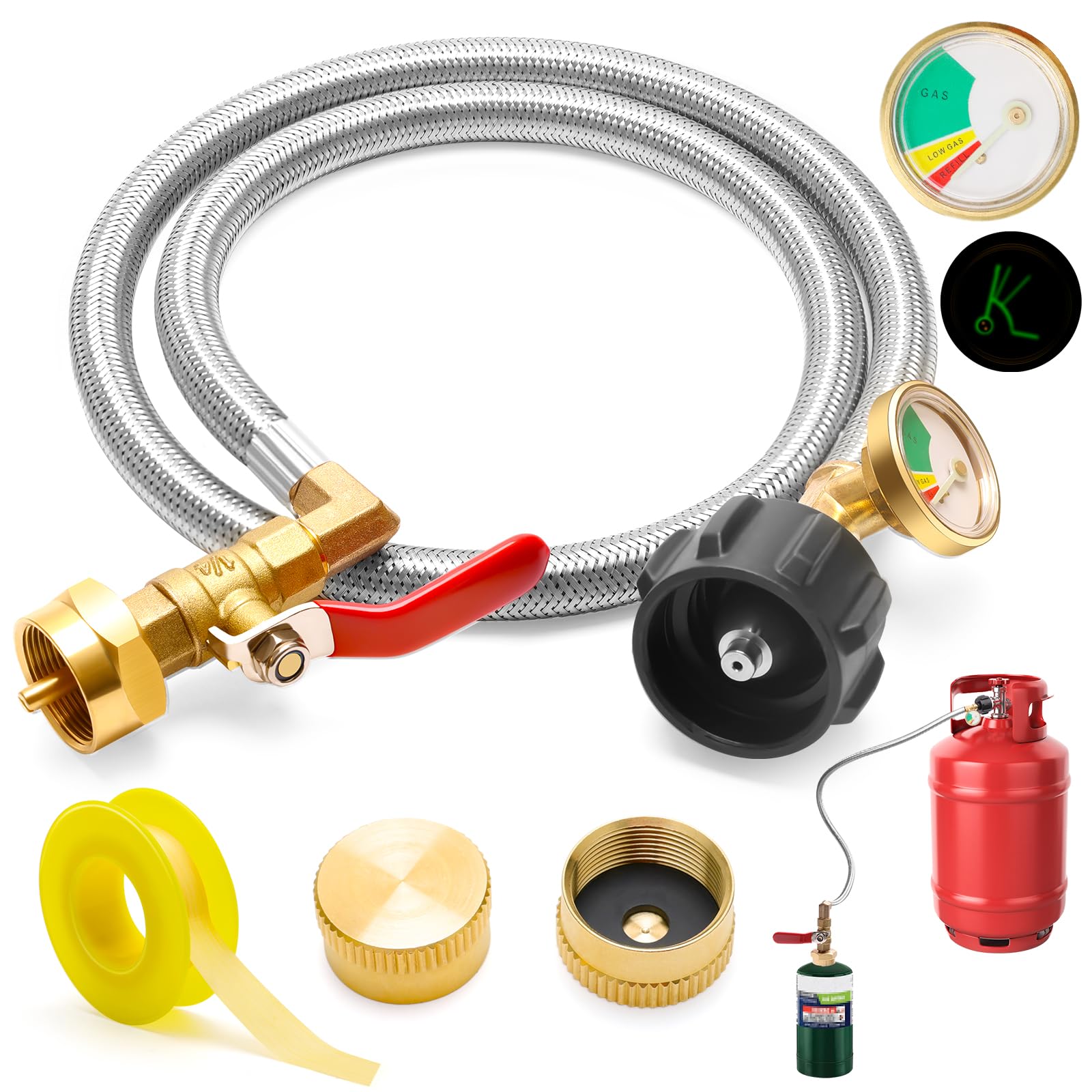 Snapklik.com : Upgrade 4FT/48" Propane Tank Refill Adapter Hose