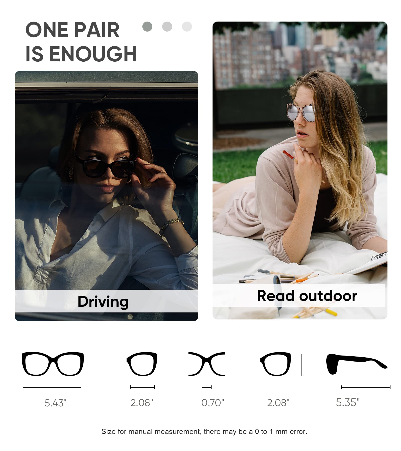 KISDATE OPTICS Glamorous 2 Pack Bifocal Reading Glasses Sunglasses women Driving/Reading ...